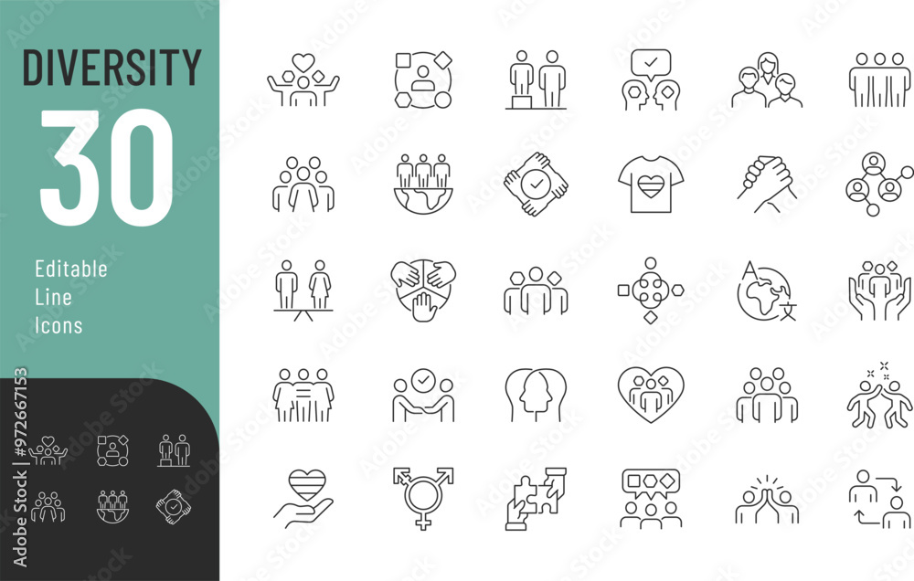 Diversity Line Editable Icons set. Vector illustration in thin line ...