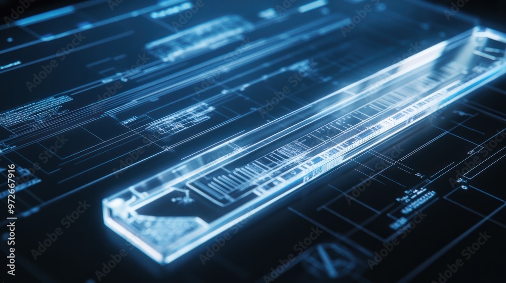 A clear acrylic ruler aligned with a digital screen showing a CAD ...