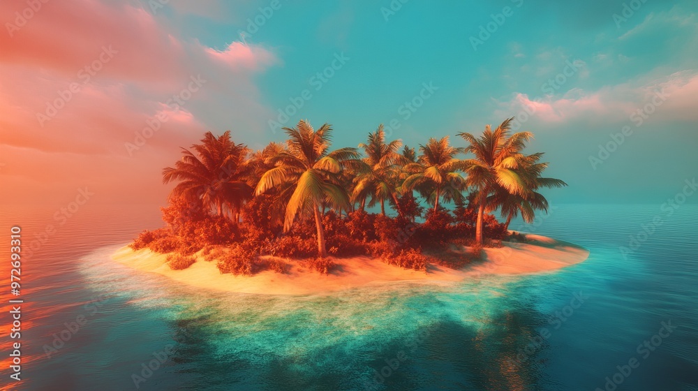 Heatmap of a tropical island, with warm colors highlighting the most ...