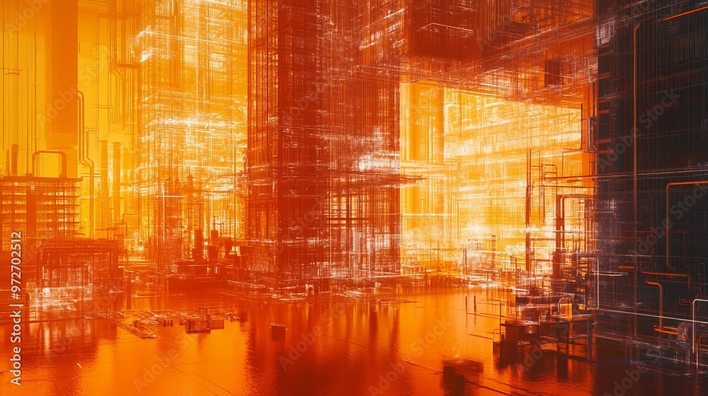 Heatmap of a skyscraper's internal temperature, with warm colors ...