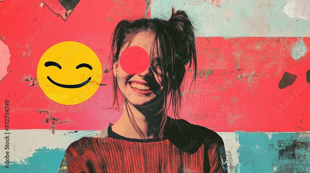 Composite collage image of sad female bullying smiling laugh trolling ...
