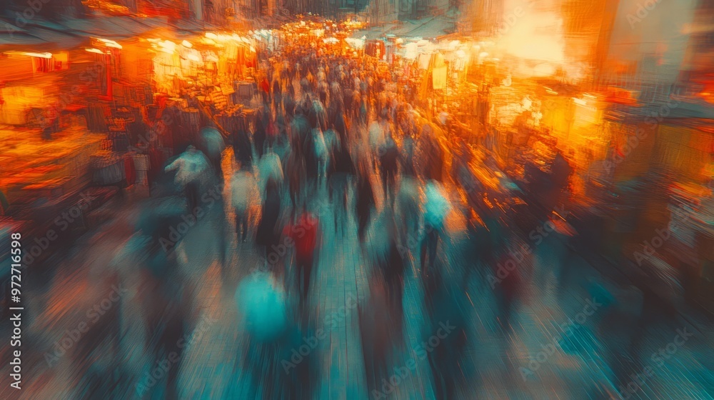 Heatmap of a crowded marketplace, with warm colors indicating the ...