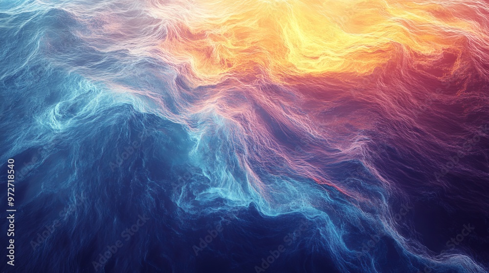 Heatmap of ocean currents in a vast sea, with warm colors tracing the ...