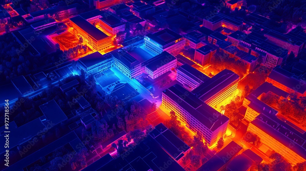 Heatmap of a university campus, with vibrant colors showing the most ...