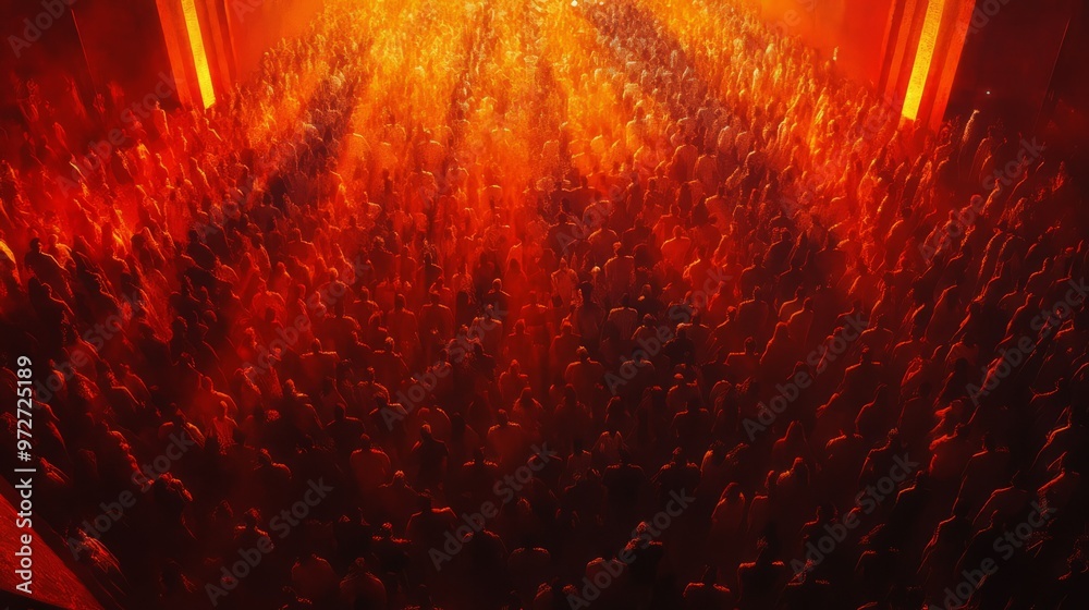 Heatmap of a crowded concert venue, with intense reds and oranges ...