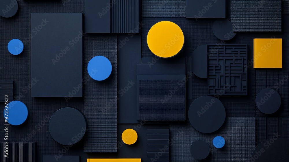 Bento grid layout with modern graphic design elements in gray color on ...