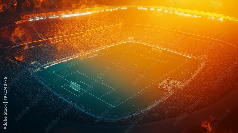 Heatmap of a stadium during a football match, with warm colors ...