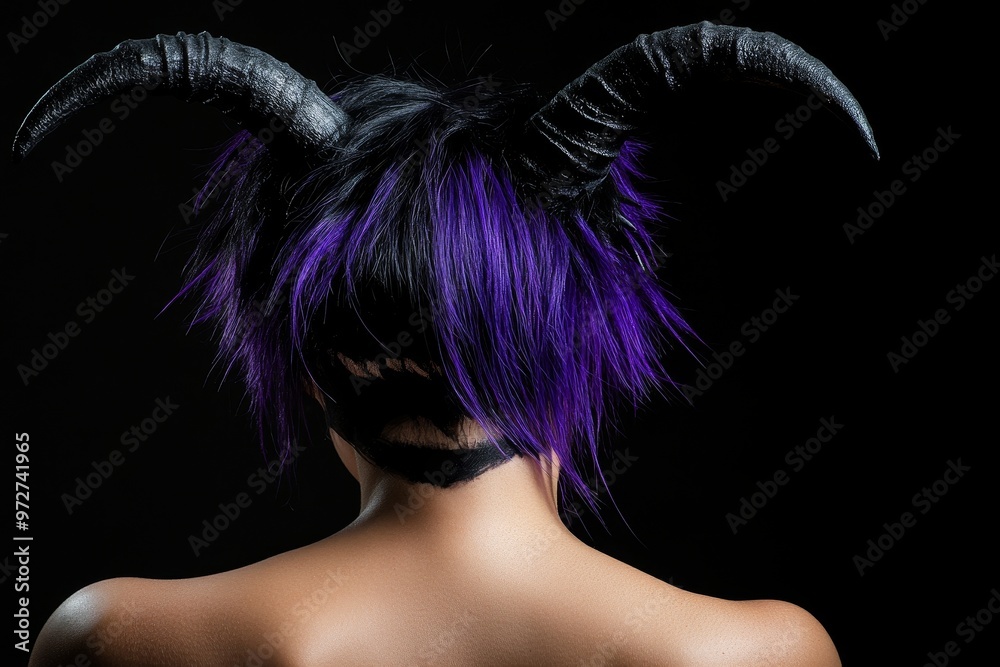 The demonic girl poses in a dark studio wearing white contact lenses ...