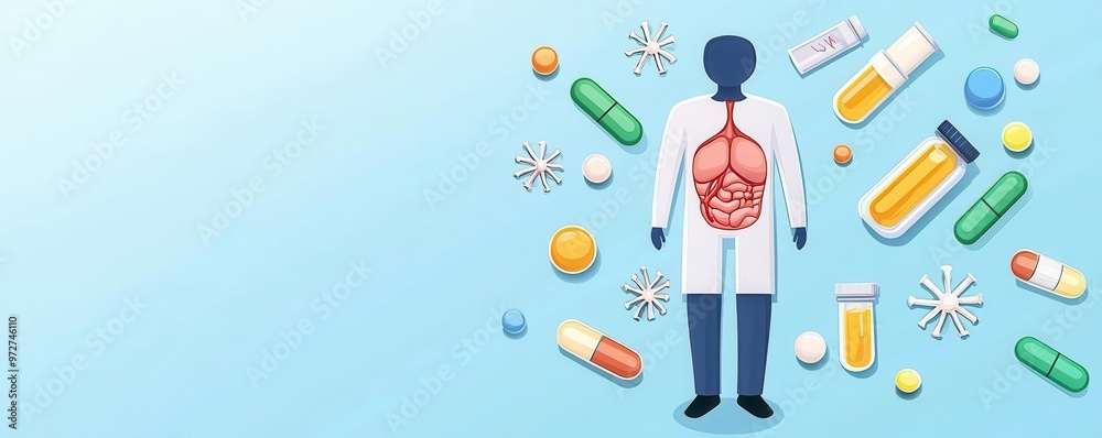 Visual showing the effects of toxin inhalation on the body, flat design ...