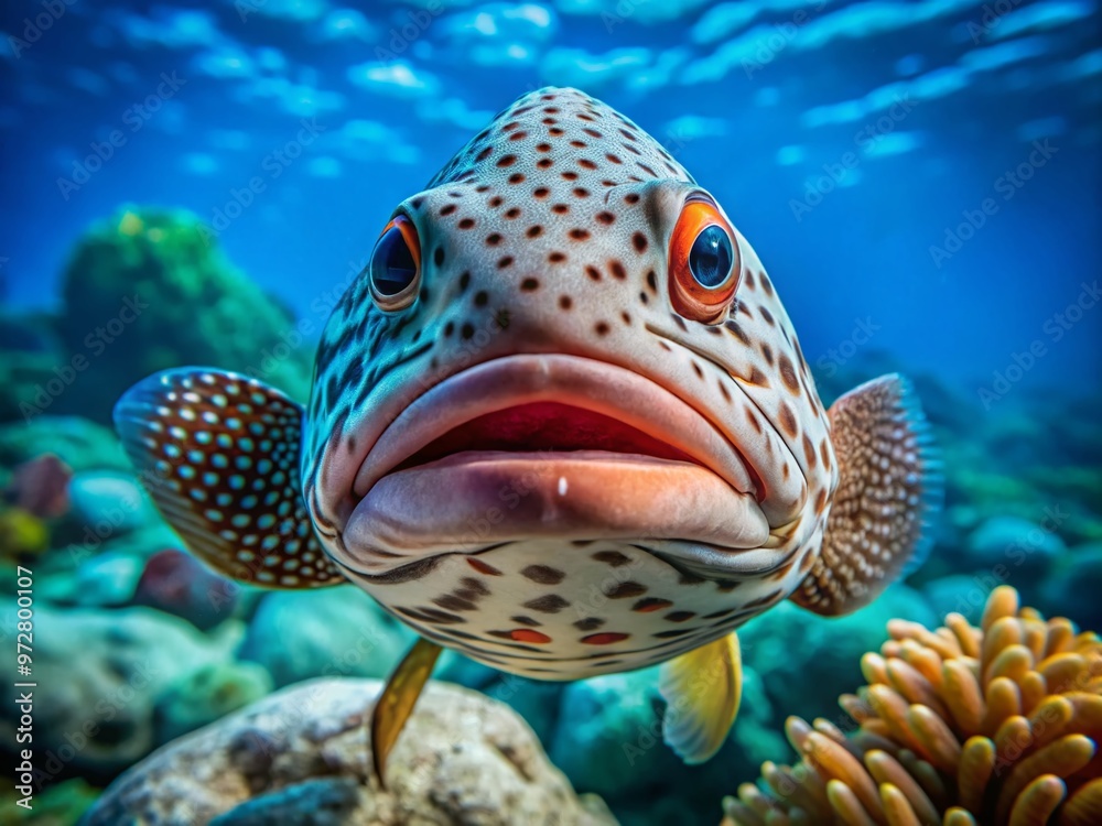 Vibrant stargazer fish with its distinctive pattern of spots and ...