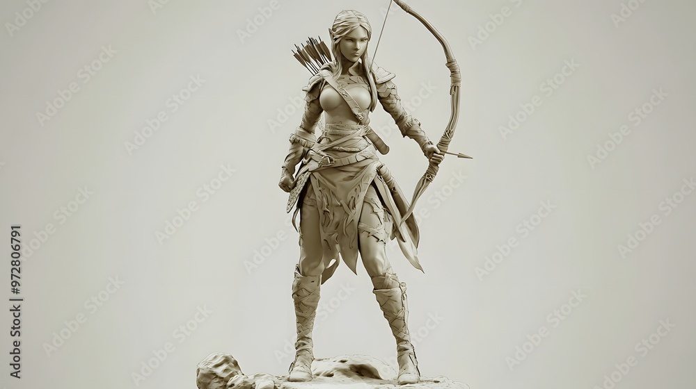 5. **Charming 3D model of a fantasy elf warrior with intricate bow and ...