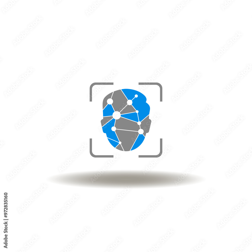 Vector illustration of face scanning. Symbol of SSO Single Sign-On ...
