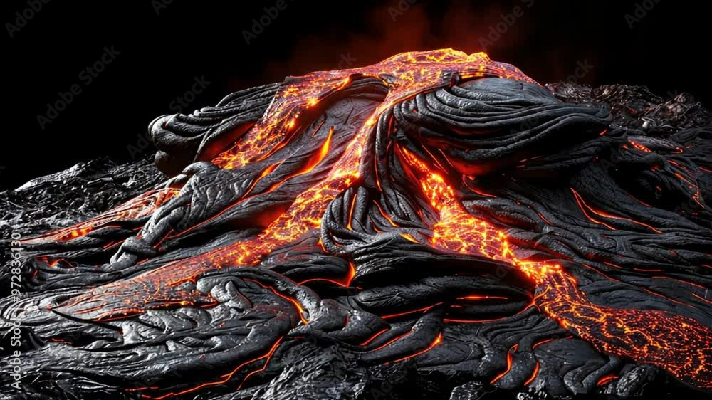 Molten Fire: A close-up of molten lava flowing and glowing, capturing ...