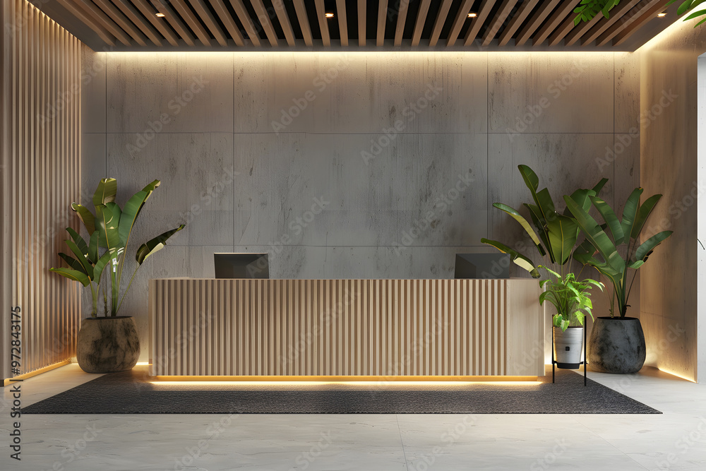 Front display showroom interior design building. hotel reception ...