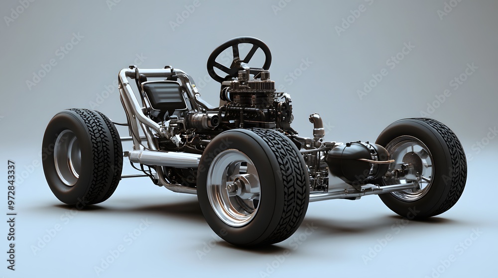 29. **Realistic 3D model of a go-kart engine with visible carburetor ...