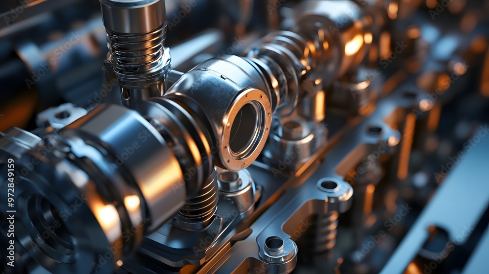 13. **3D depiction of an aircraft piston engine with detailed ...