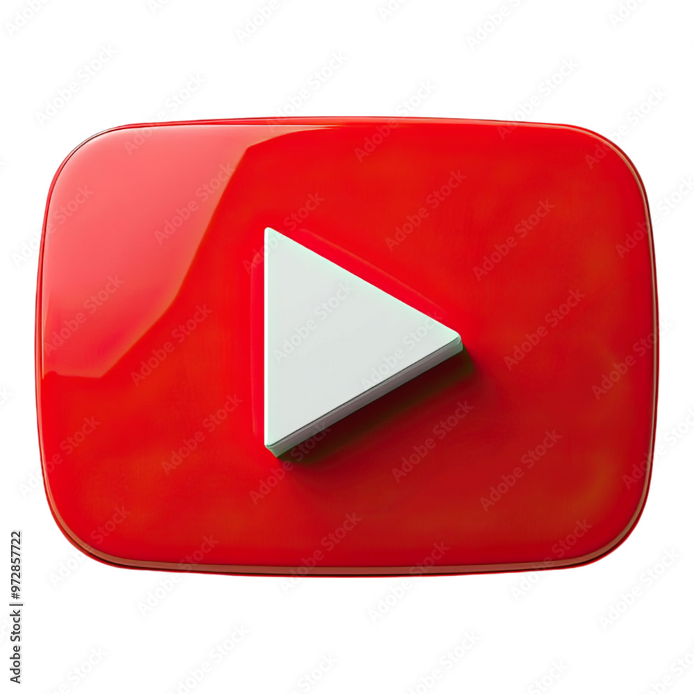 3d YouTube logo play button red square white triangle yt social media ...