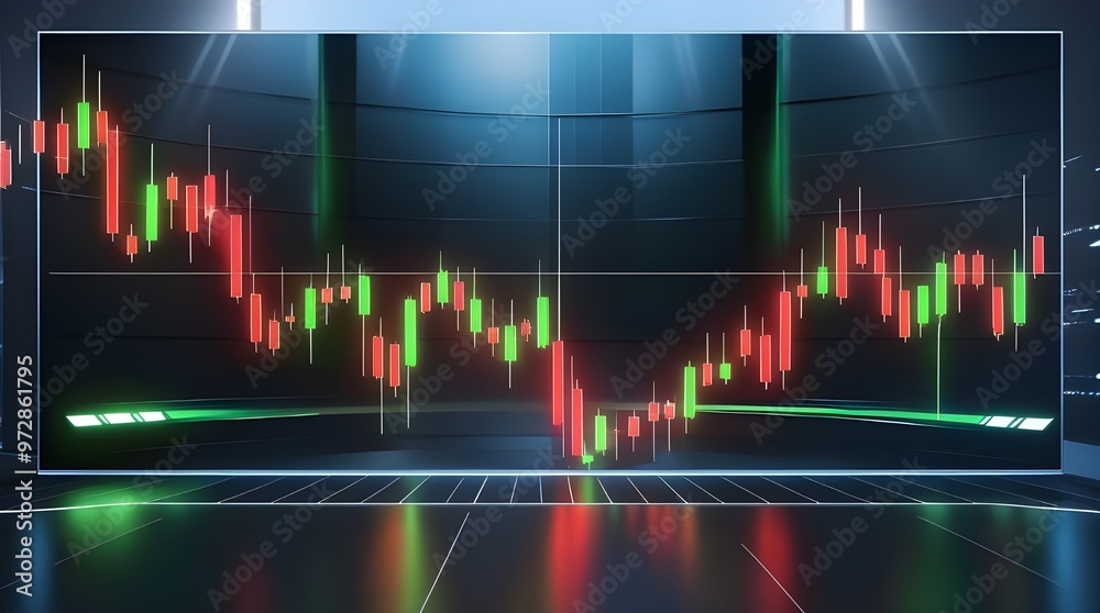 A hyper-realistic, high-resolution financial stock market chart ...