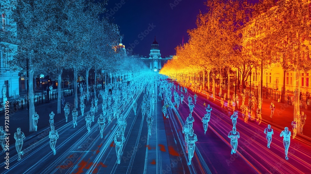 Heatmap of a marathon route, with warm colors indicating the most ...