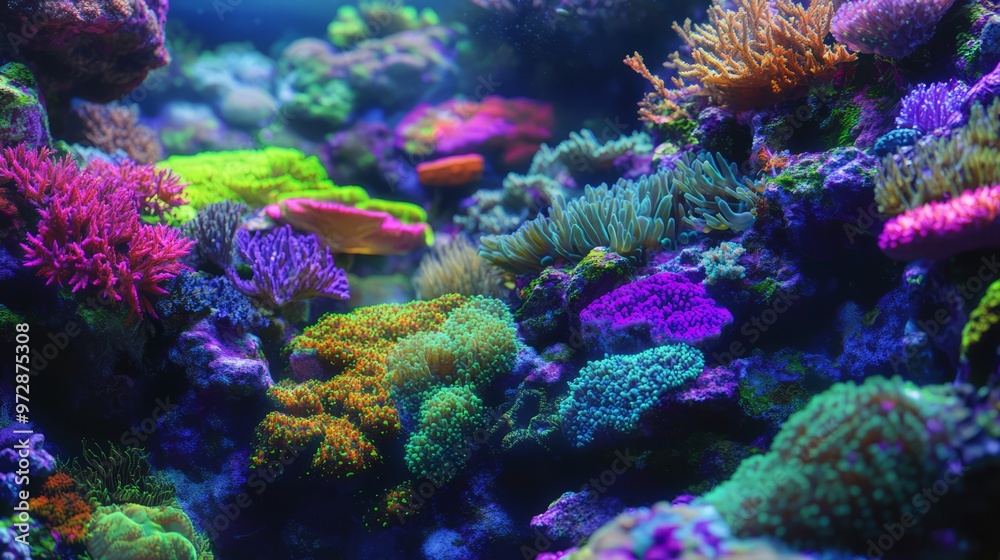 Heatmap of a coral reef, with vibrant colors indicating areas of ...