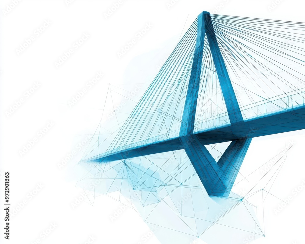 Detailed blueprint of an innovative suspension bridge, highlighting ...