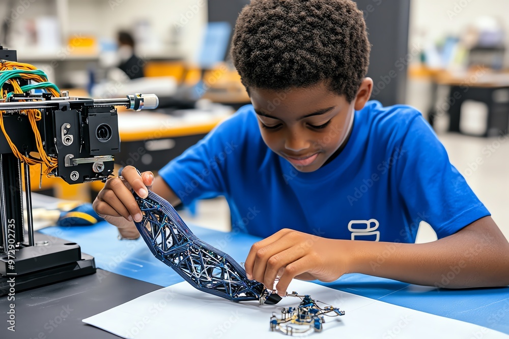 A student designing a prosthetic limb using 3D printing technology ...