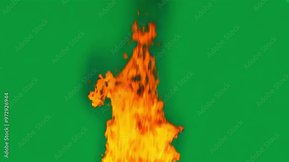 Fire burning on green screen background. Perfect for visual effects ...