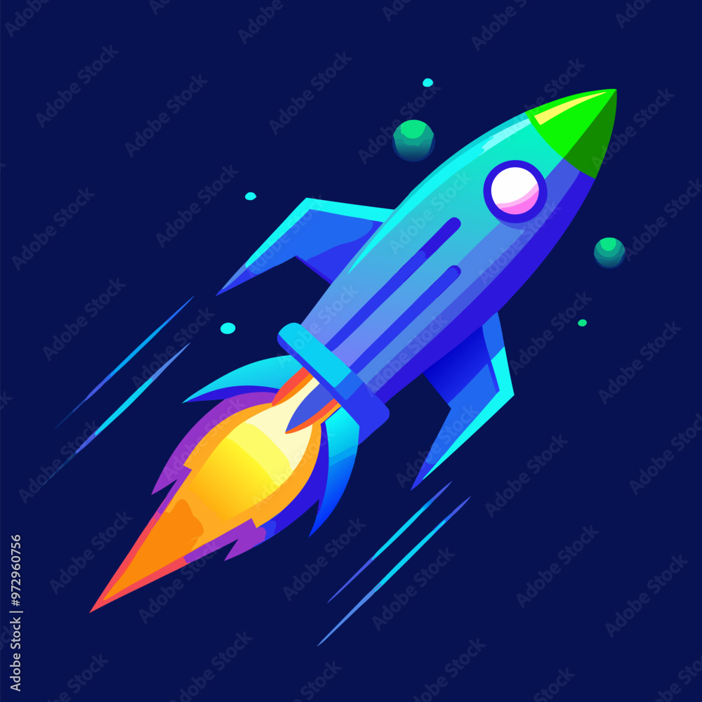 Missile burst effect or rocket neon speed flare. Blue thunder light ...