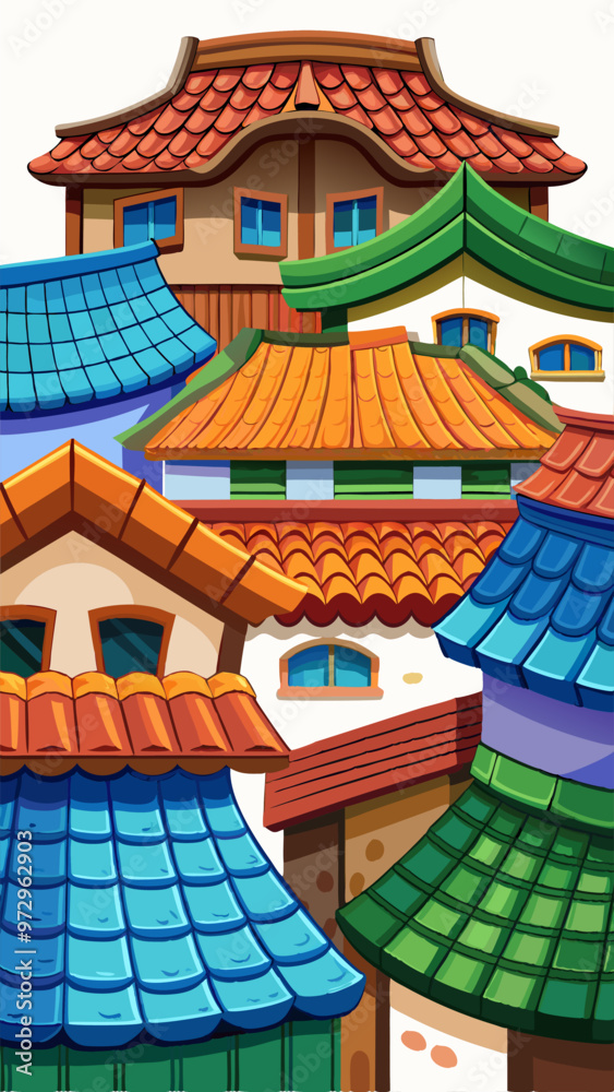 Roof tile textures, traditional house cover with rounded wooden and ...
