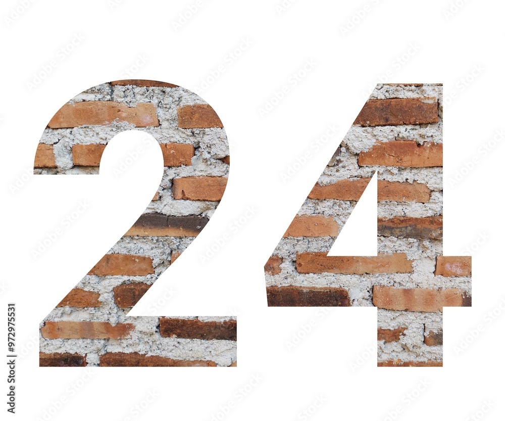 image featuring the numbers 24, crafted from a weathered brick wall ...