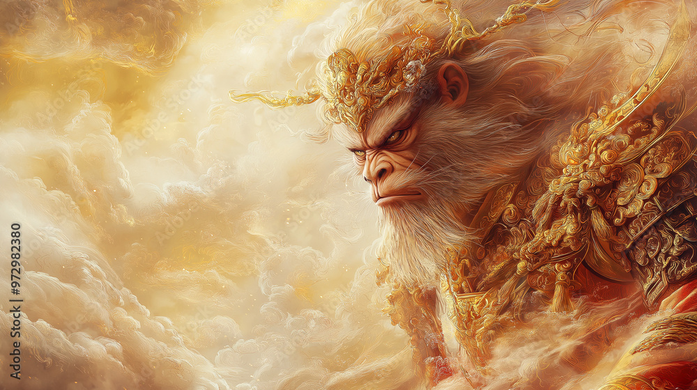 Poster of Sun Wukong The Monkey King, he has a monkey face, he is ...
