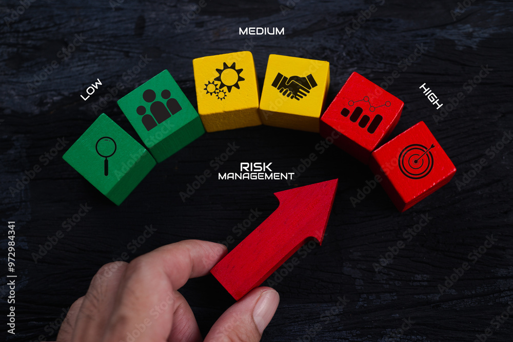 Risk management concept. Risk assessment level indicator rating ...