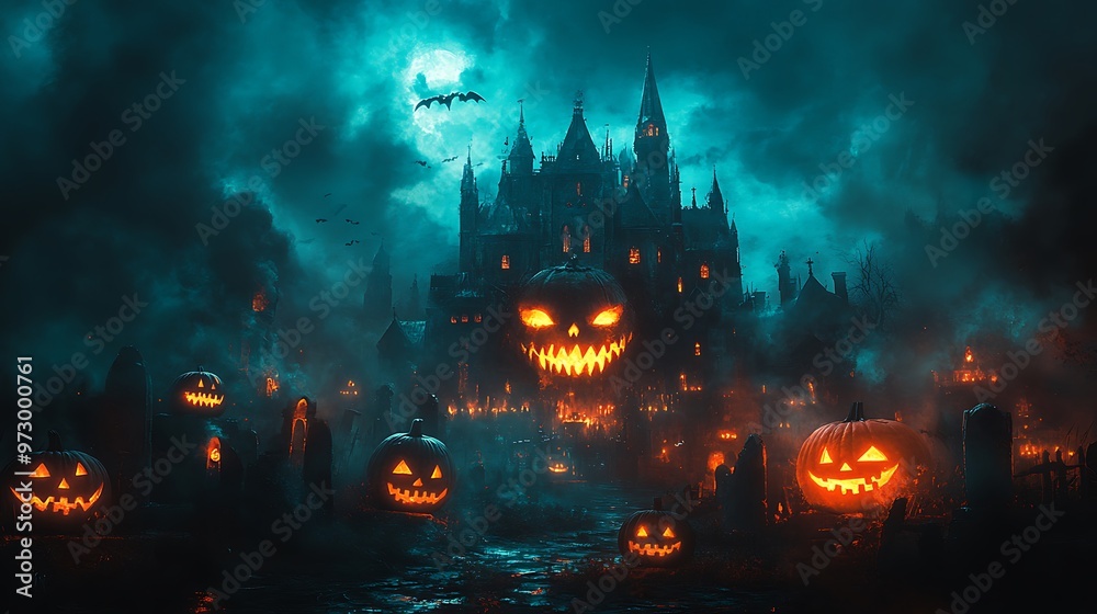 45. A vampire with sharp fangs and glowing eyes standing in front of a ...
