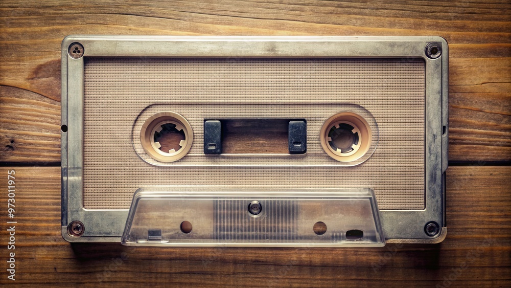 Vintage box for a compact cassette with blank space for text, retro ...