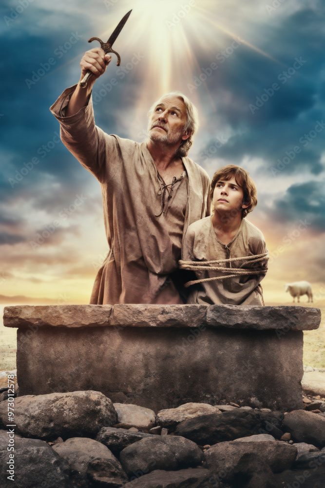 Artistic Depiction of the Binding of Isaac: Angel Stops Abraham's ...