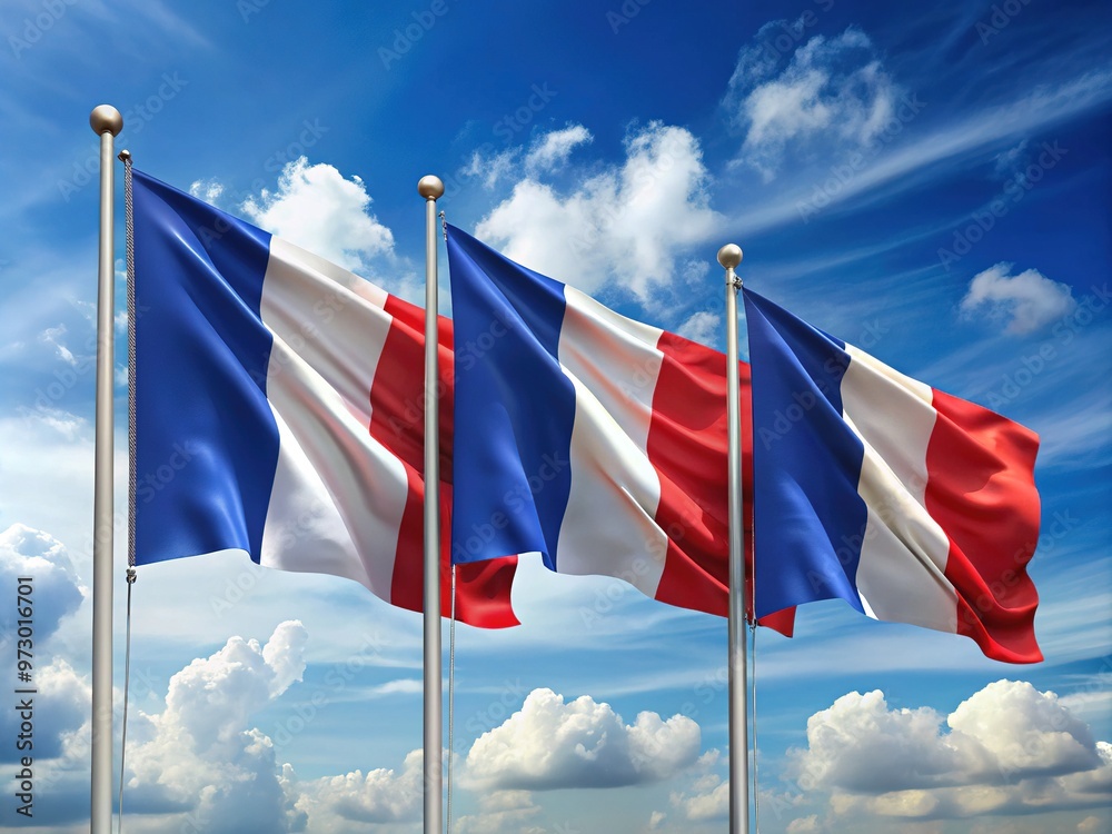 A tricolor flag with three equal vertical panels, emblematic of a ...