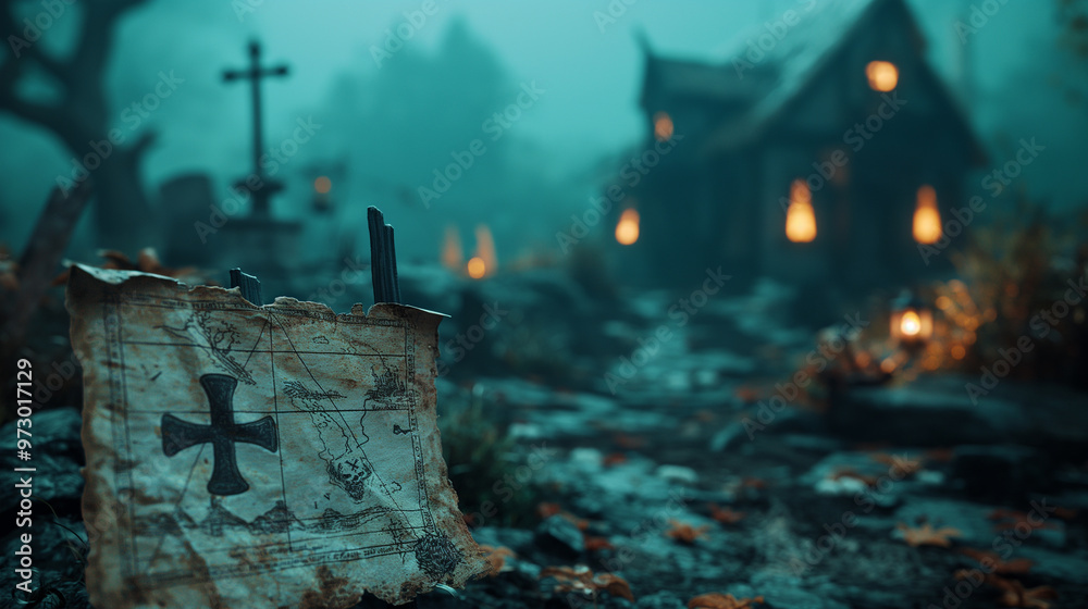 Spooky Scavenger Hunt, a treasure map with eerie symbols, leading ...