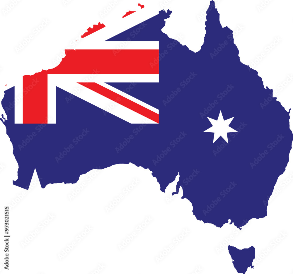 Australia Flag in Map, Australia Map with Flag, Map of Australia, Map ...