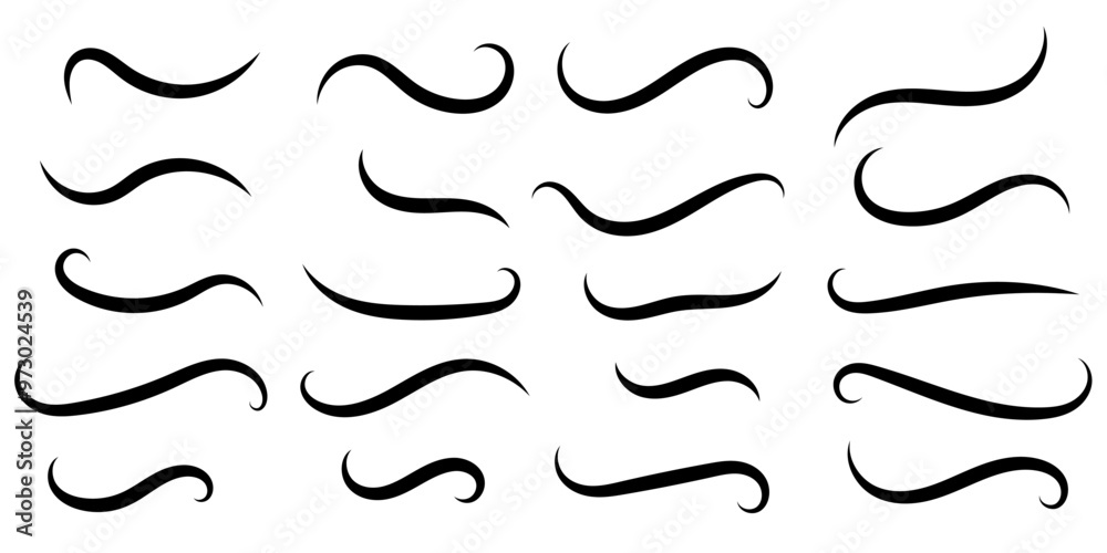 Set of Swoosh and swoop underline typography tails shape in flat styles ...