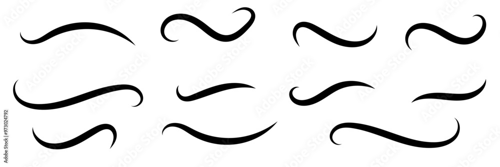 Set of Swoosh and swoop underline typography tails shape in flat styles ...