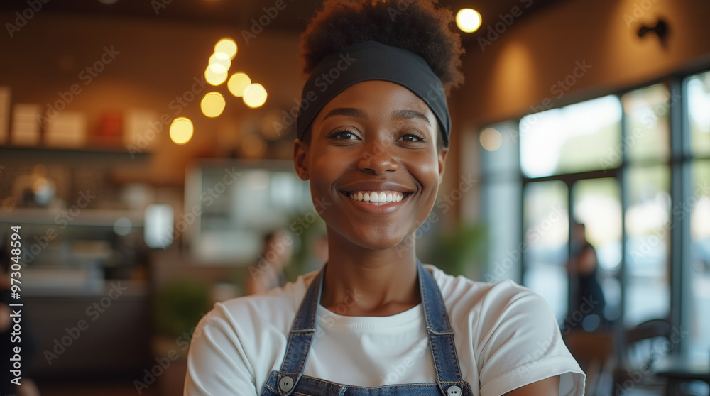 Smiling Restaurant Staff and Chef in Modern Cafe - Welcoming ...