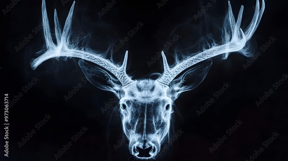 X-ray of a Deer Antlers: X-ray of a deer’s head, focusing on the ...