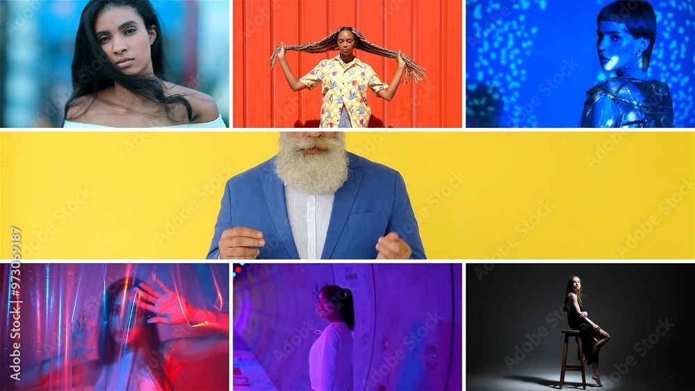 Split Screen Horizontal Shots 7 Media Stock Template | Adobe Stock