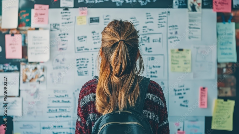 Create an image of a student updating their to-do list on a whiteboard ...