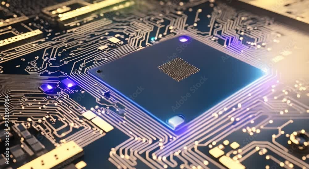 Seamless loop of print circuit technology cyber and futuristic concept ...