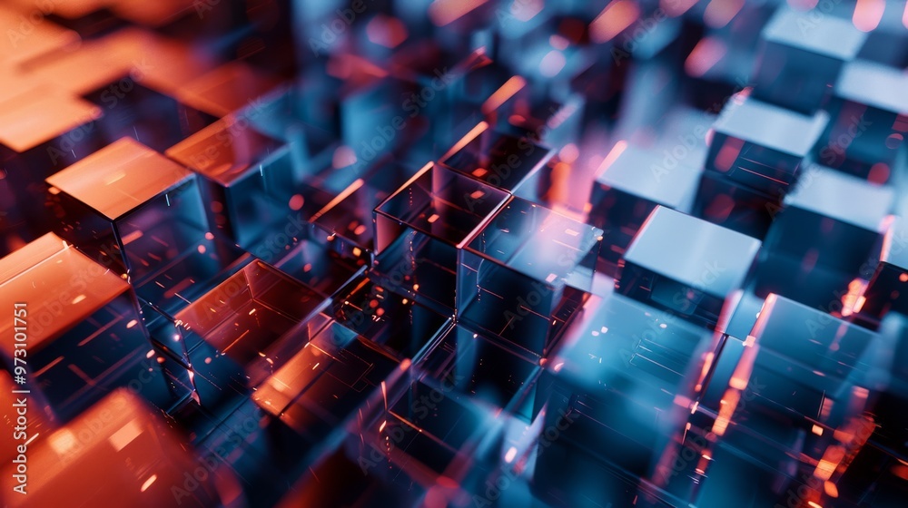 An abstract tech wallpaper with a meticulous arrangement of 3D ...