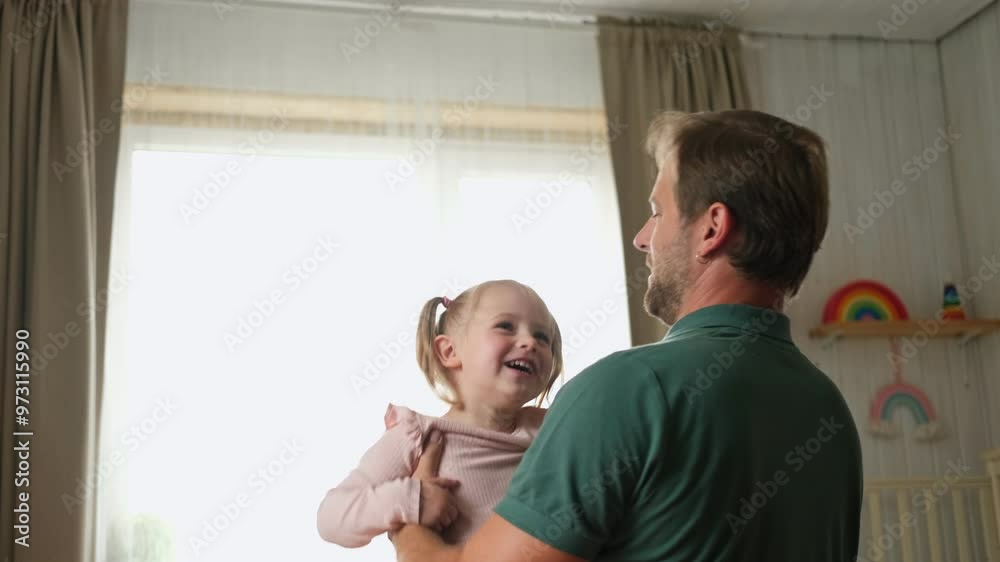 Happy Father Playing with Daughter. Three Years Baby Smiling, Laughing ...