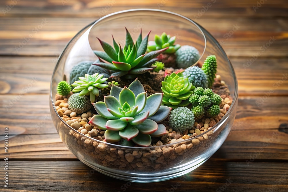 Succulent terrarium in pot with miniature plants, DIY florarium decor ...