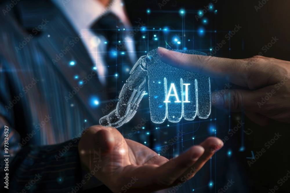 High-tech image featuring a digital interface with a brain design on ...