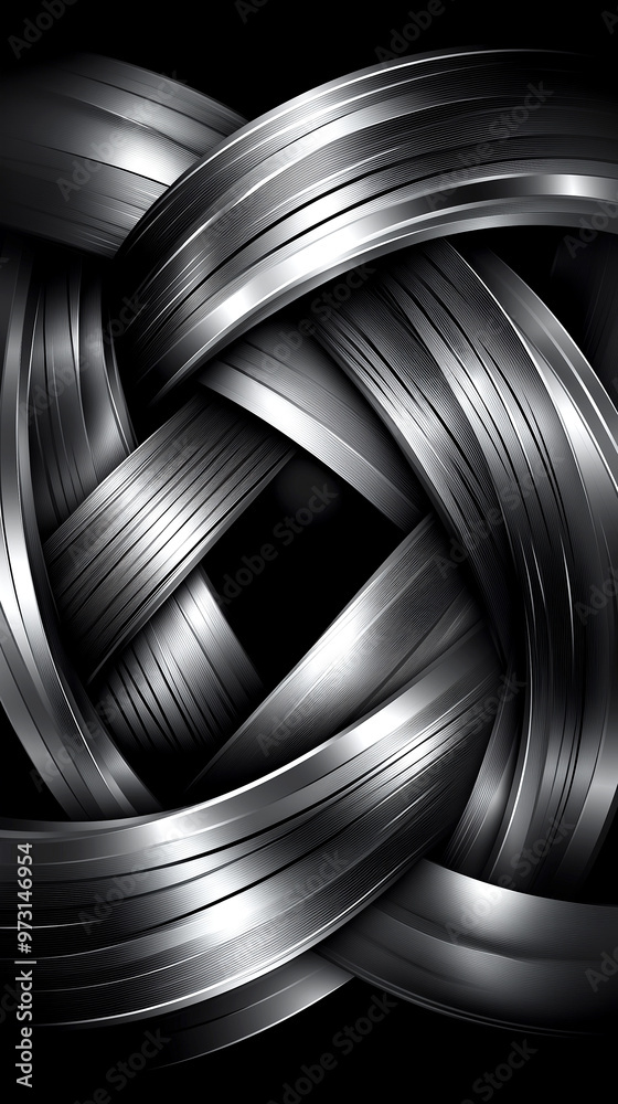 A silver and black abstract design with a silver and black color scheme ...